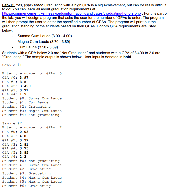 Solved Lab7B: Yes, your Honor! Graduating with a high GPA is | Chegg.com