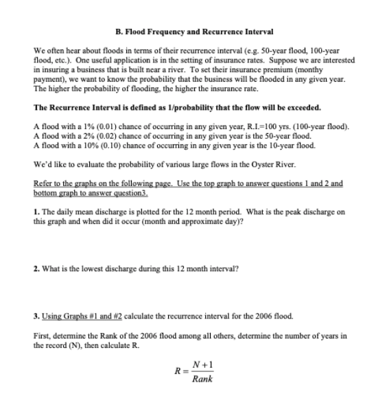 Solved B. Flood Frequency and Recurrence Interval We often | Chegg.com