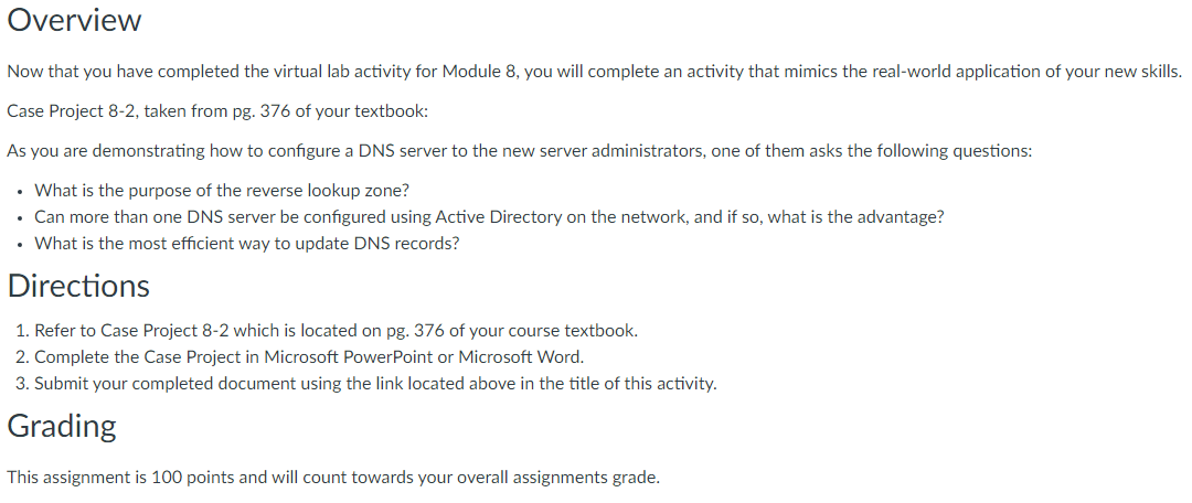 Solved Overview Now that you have completed the virtual lab | Chegg.com