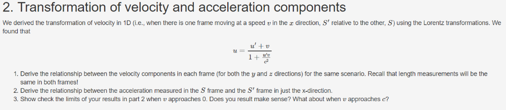 Solved 2. Transformation of velocity and acceleration | Chegg.com