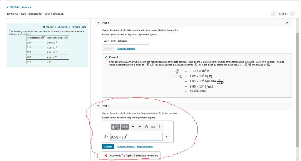 Solved HW-Ch14-Kinetics Exercise 14.66 Enhanced-with | Chegg.com