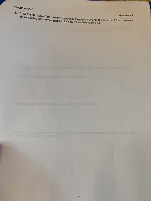 Solved Biochemistry 1 Name: 1. For the reaction A Homework 1 | Chegg.com