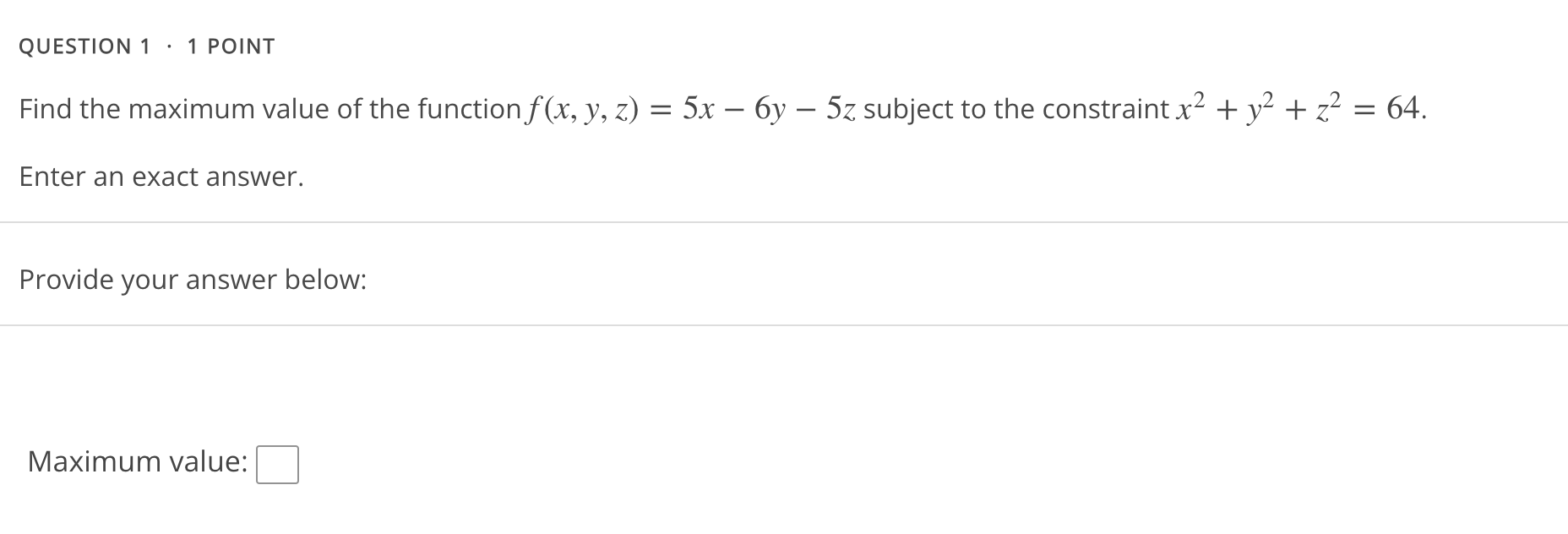 Solved Find the maximum value of the function \\( f(x, y, | Chegg.com