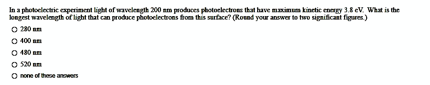 Solved In a photoelectric experiment light of wavelength 200 | Chegg.com