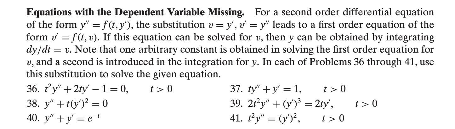 Solved Equations with the Dependent Variable Missing. For a | Chegg.com