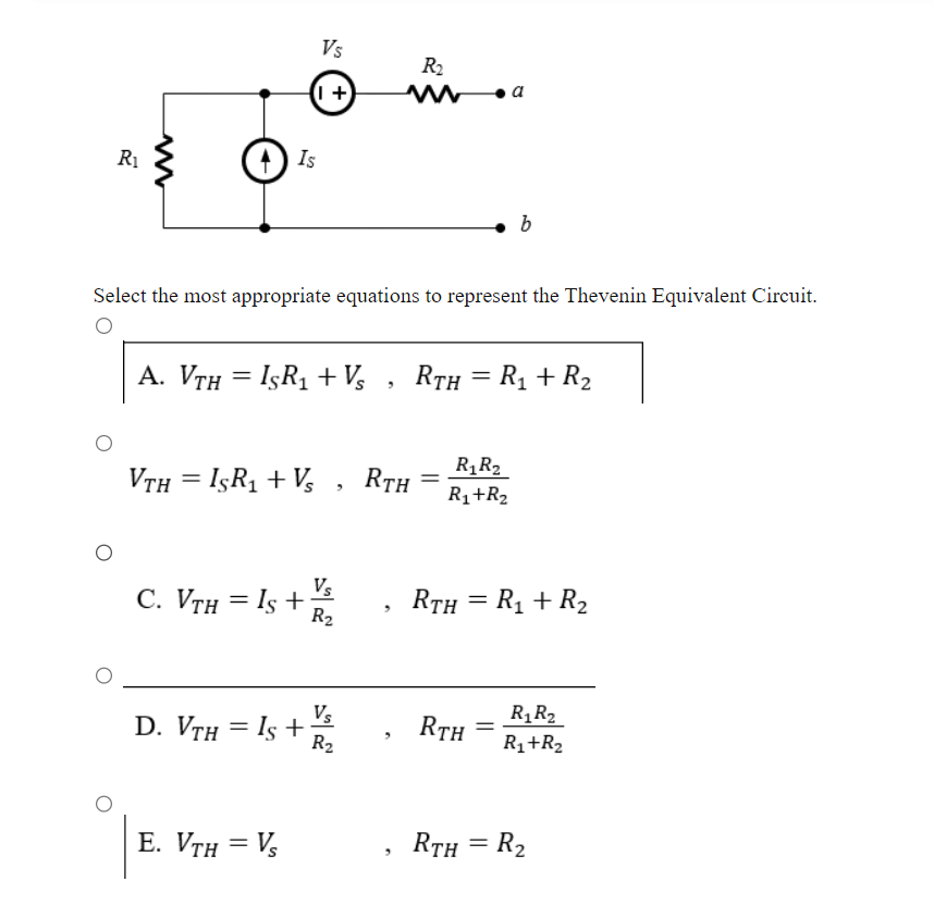 Solved Select the most appropriate equations to represent | Chegg.com