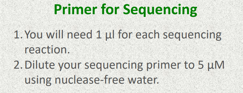 Solved How would you dilute the primer for sequencing if you | Chegg.com