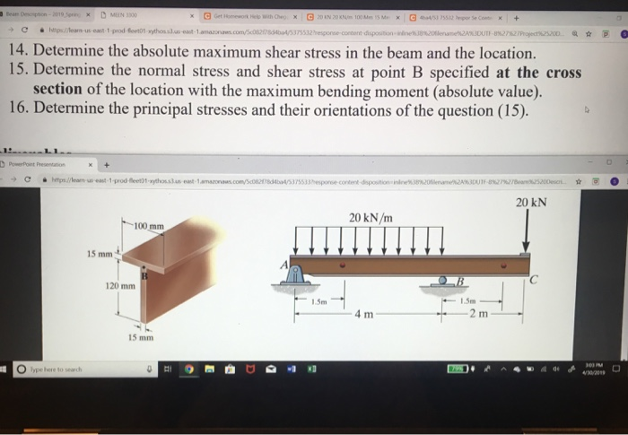 Solved 14. Determine the absolute maximum shear stress in | Chegg.com