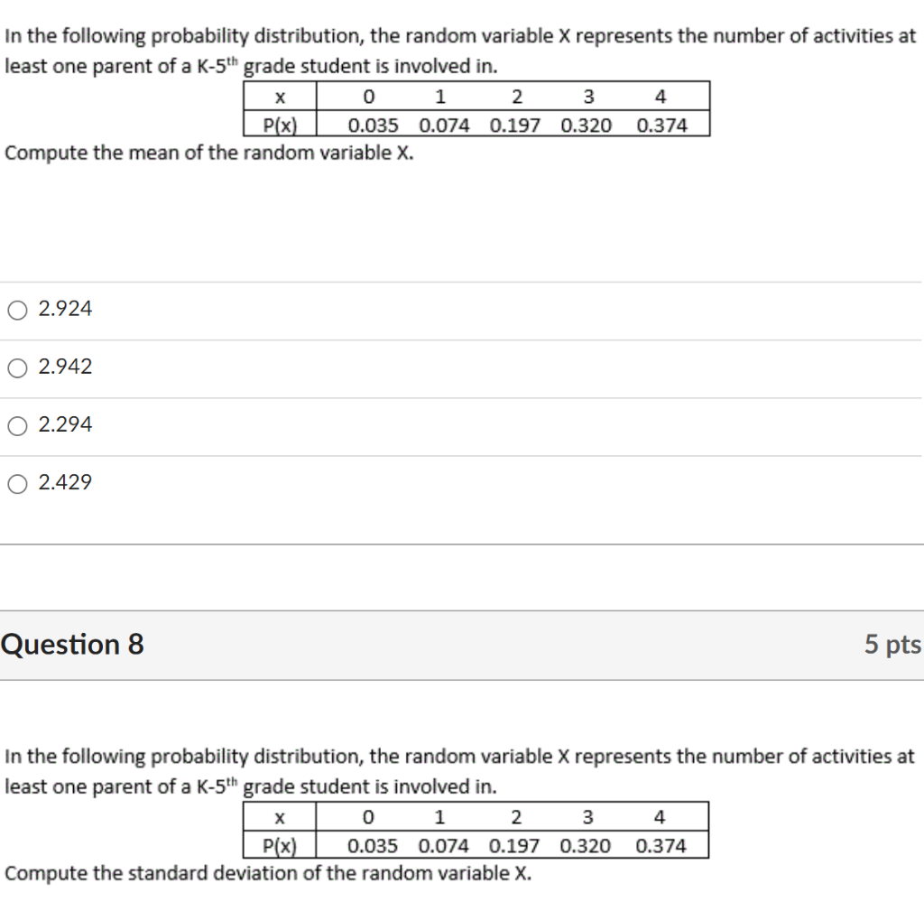 Solved In the following probability distribution, the random | Chegg.com