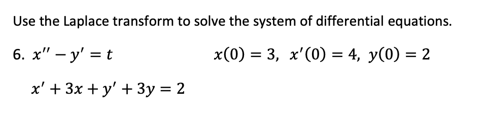Solved Use the Laplace transform to solve the system of | Chegg.com