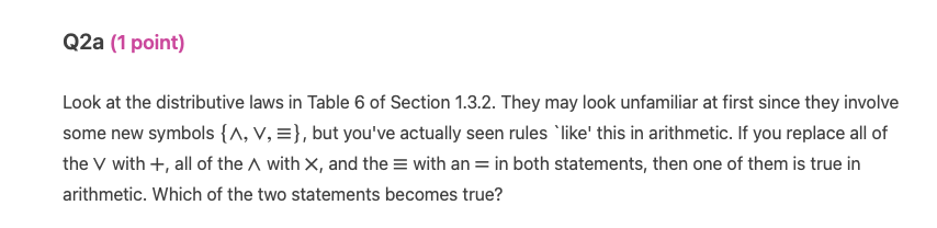 Solved Look at the distributive laws in Table 6 of Section | Chegg.com