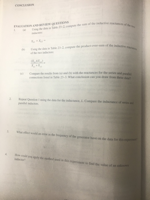 CONCLUSION EVALUATION AND REVIEW QUESTIONS I. aUsing | Chegg.com