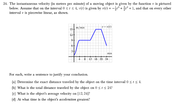 Solved 24. The instantaneous velocity (in meters per minute) | Chegg.com