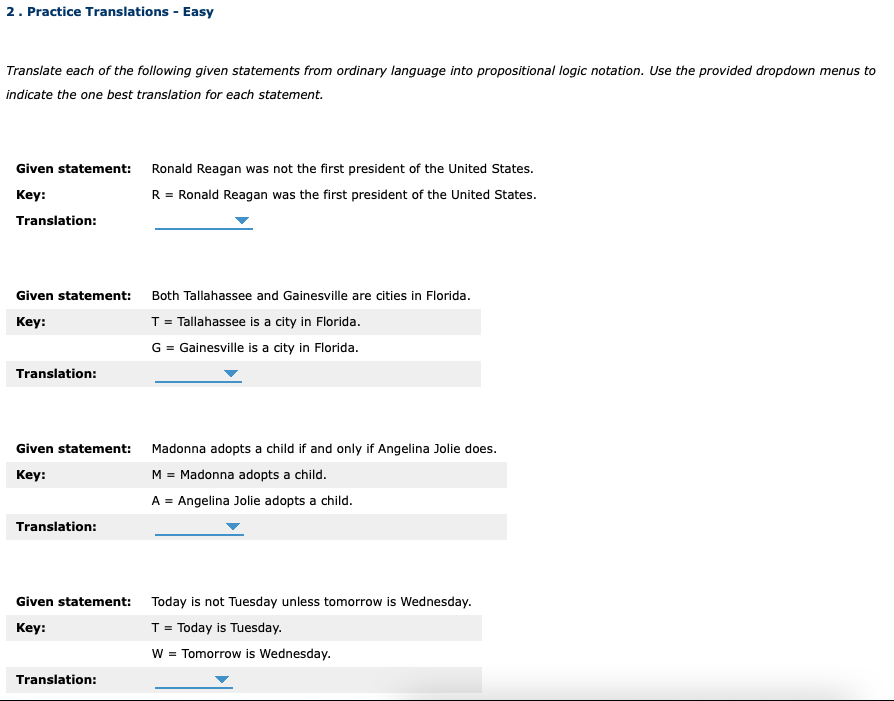 Translate each of the following given statements from | Chegg.com