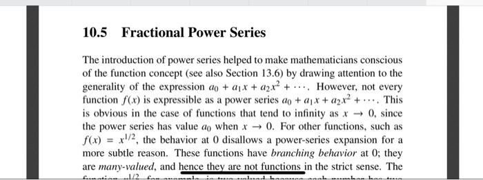 Solved 10 5 Fractional Power Series The Introduction Of