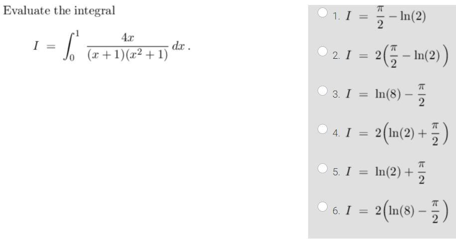 Solved Evaluate the integral T 1. I = In(2) 2 I 110 4.2 dr. | Chegg.com