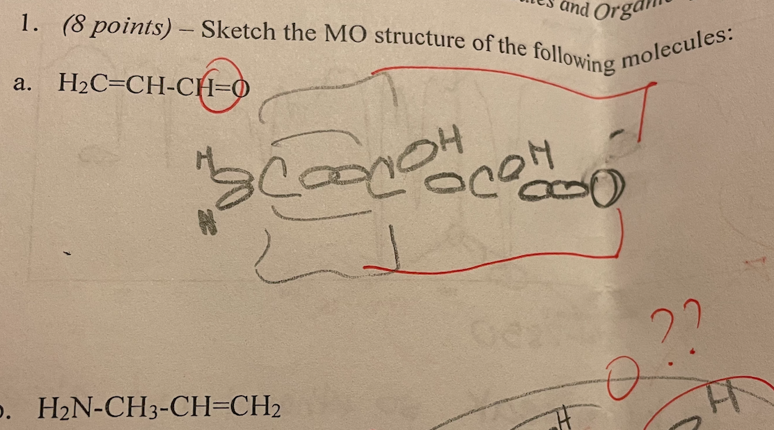Solved and Org 1. (8 points) - Sketch the MO structure of | Chegg.com