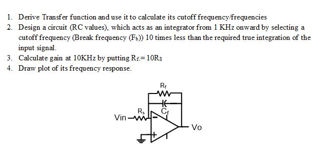 Solved 1. Derive Transfer function and use it to calculate | Chegg.com