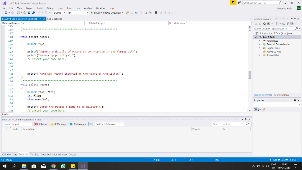Solved Task Have a look through the skeleton code. Your | Chegg.com