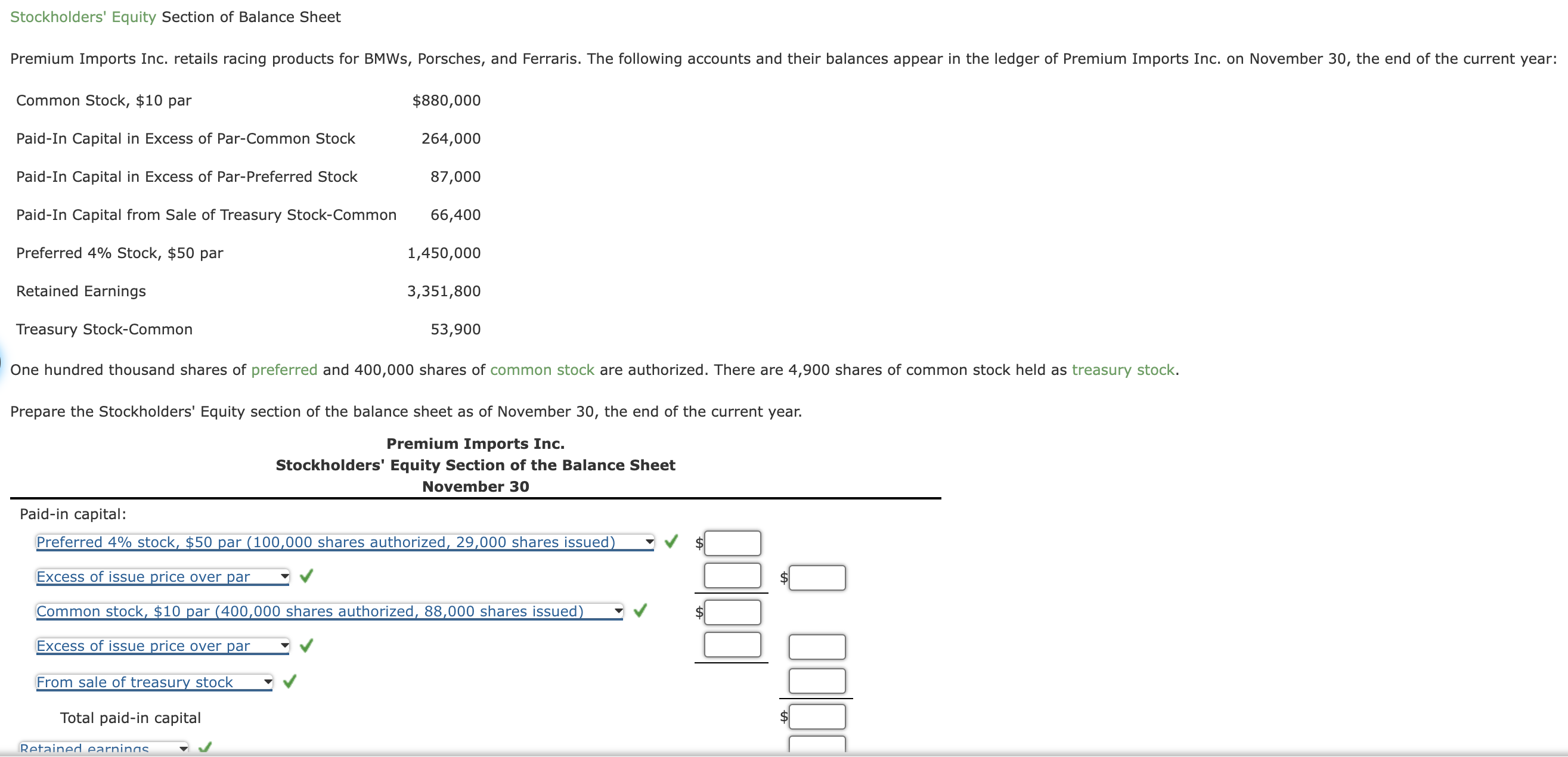 Solved One hundred thousand shares of preferred and 400,000 | Chegg.com