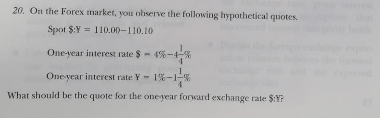 Solved 20. On the Forex market, you observe the following | Chegg.com