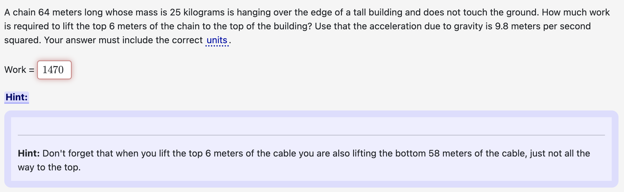 Solved A chain 64 meters long whose mass is 25 kilograms is | Chegg.com