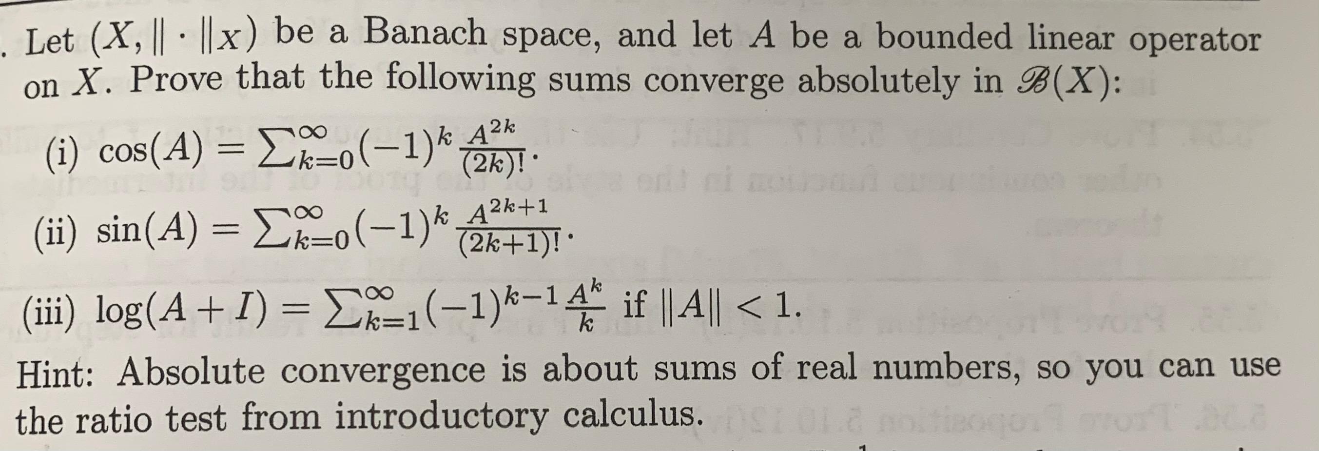 Solved Let (X, || · ||x) be a Banach space, and let A be a | Chegg.com