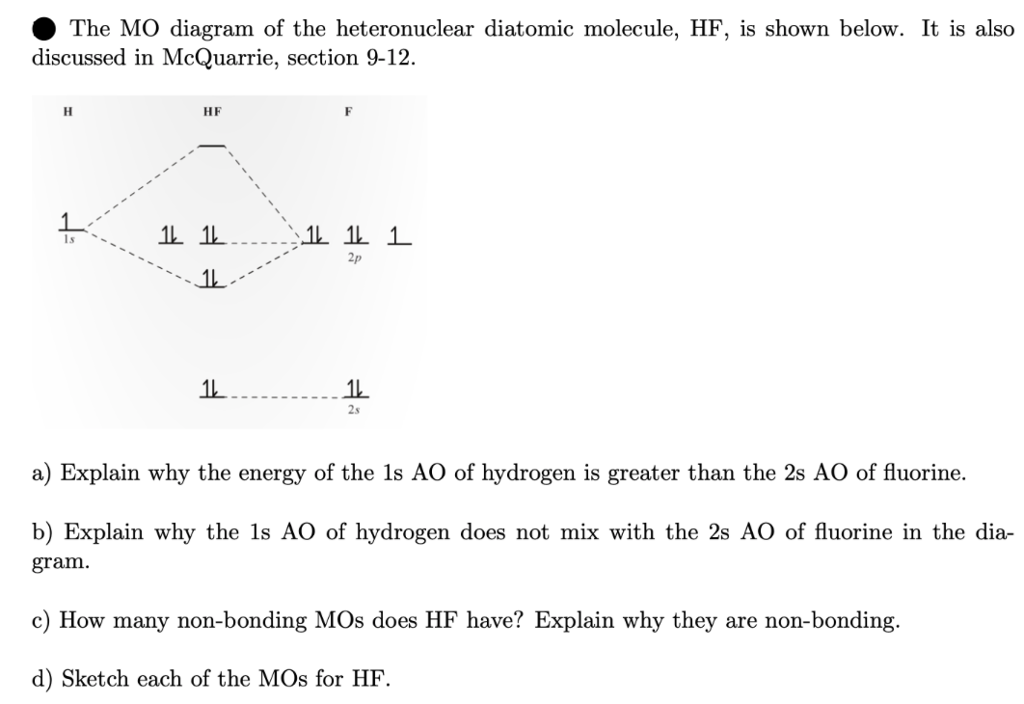 Solved The MO diagram of the heteronuclear diatomic | Chegg.com