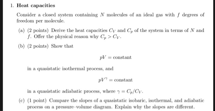 Solved 1. Heat capacities Consider a closed system | Chegg.com
