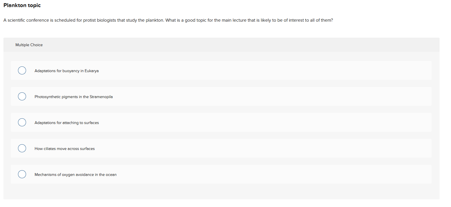 Solved Multiple Choice Adaptations for buoyancy in Eukarya | Chegg.com