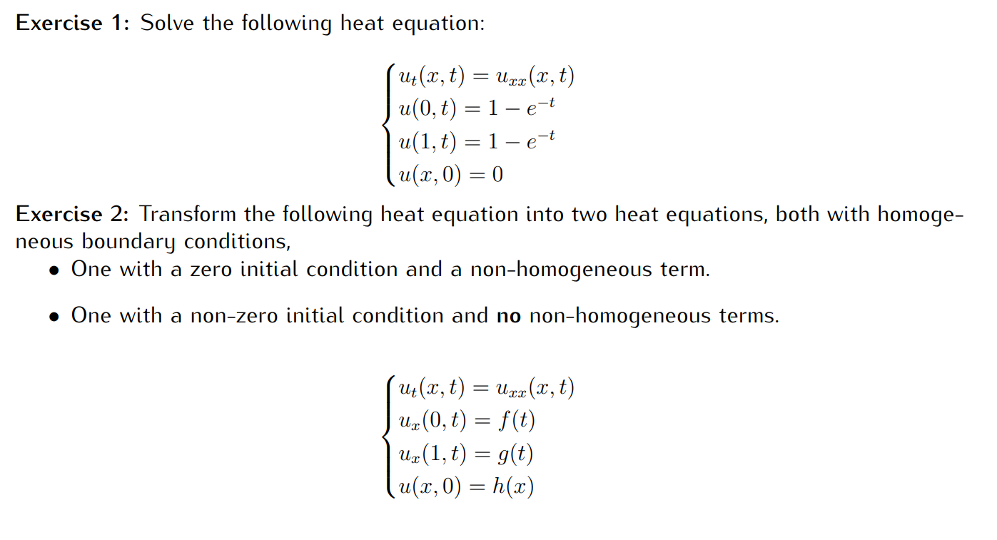 Solved Exercise 1: Solve the following heat equation: ut(x, | Chegg.com