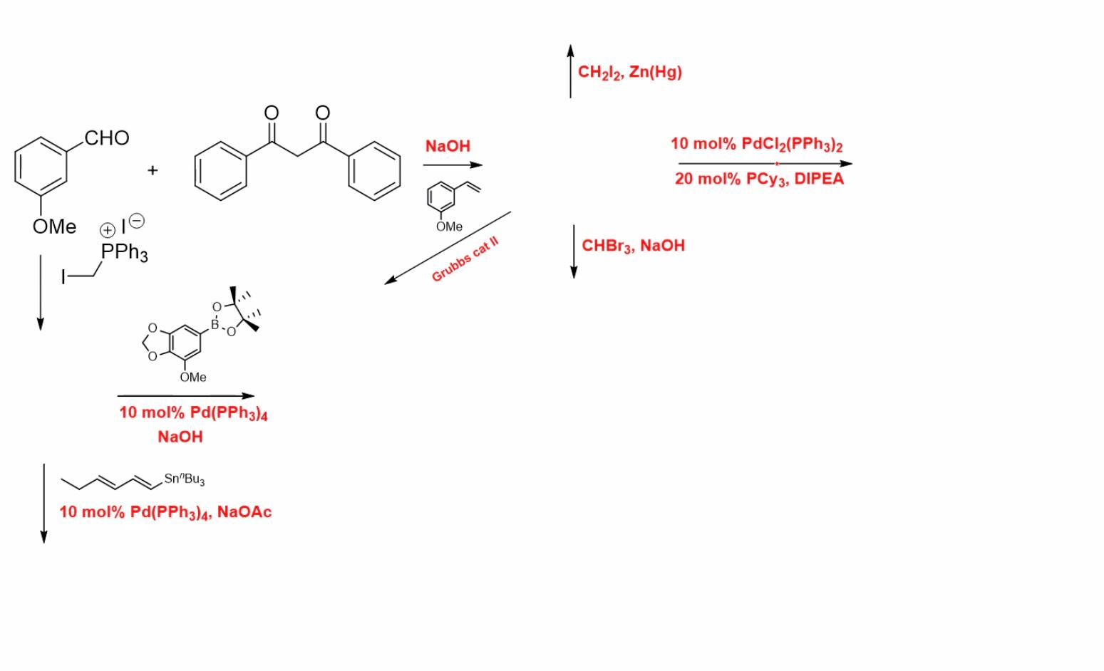 Solved CH2l2, Zn(Hg) EO CHO NaOH 10 mol% PdCl2(PPh3)2 20 | Chegg.com