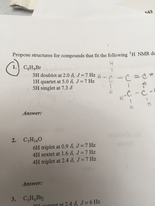 Solved 6.43 Propose structures for compounds that fit the | Chegg.com
