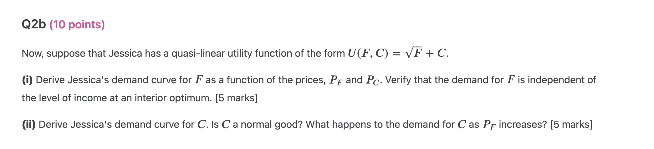 Solved Q2AJessica purchases two goods: food and clothing. | Chegg.com