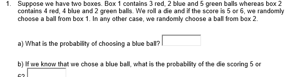 Solved Suppose we have two boxes. Box 1 contains 3 red, 2 | Chegg.com