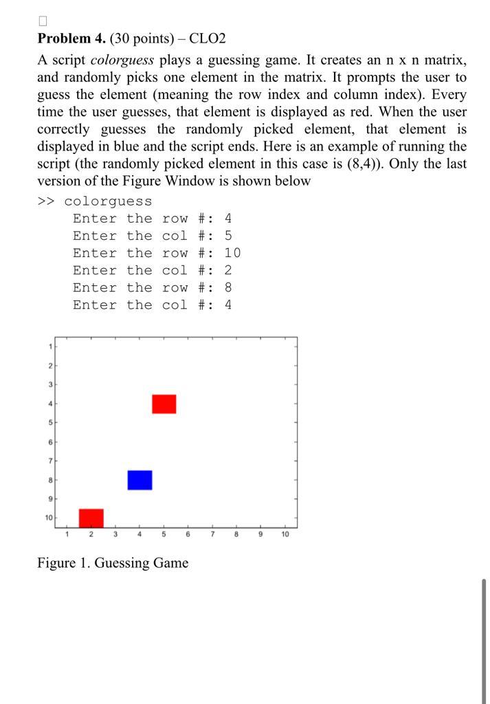 Solved Problem 4 30 Points Clo2 A Script Colorguess 
