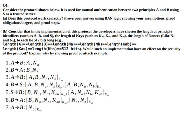 Solved Q1. Consider the protocol shown below. It is used for | Chegg.com