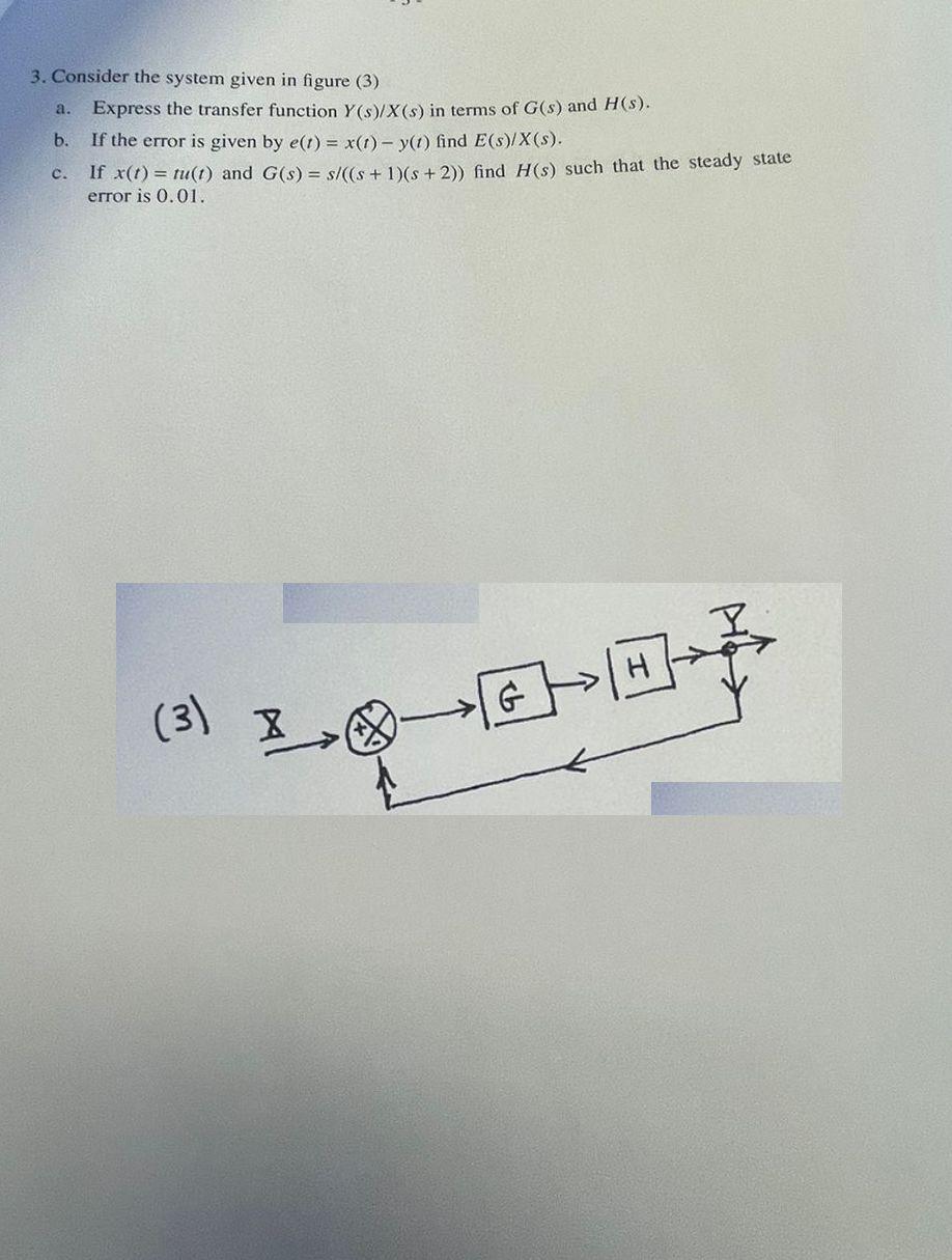 Solved a. 3. Consider the system given in figure (3) Express | Chegg.com