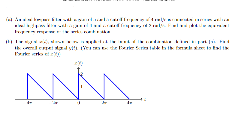 Solved (a) Λn ideal lowpass filter with a gain of 5 and a | Chegg.com