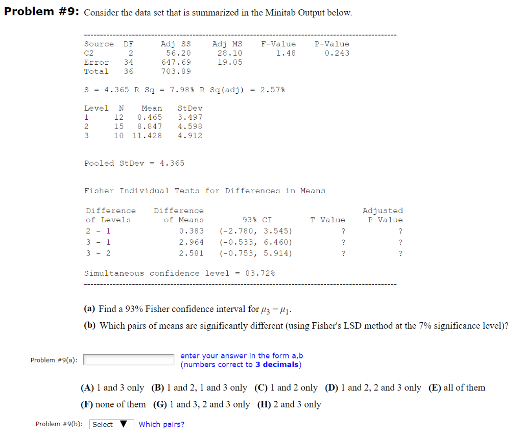 Solved Problem #9: Consider the data set that is summarized | Chegg.com