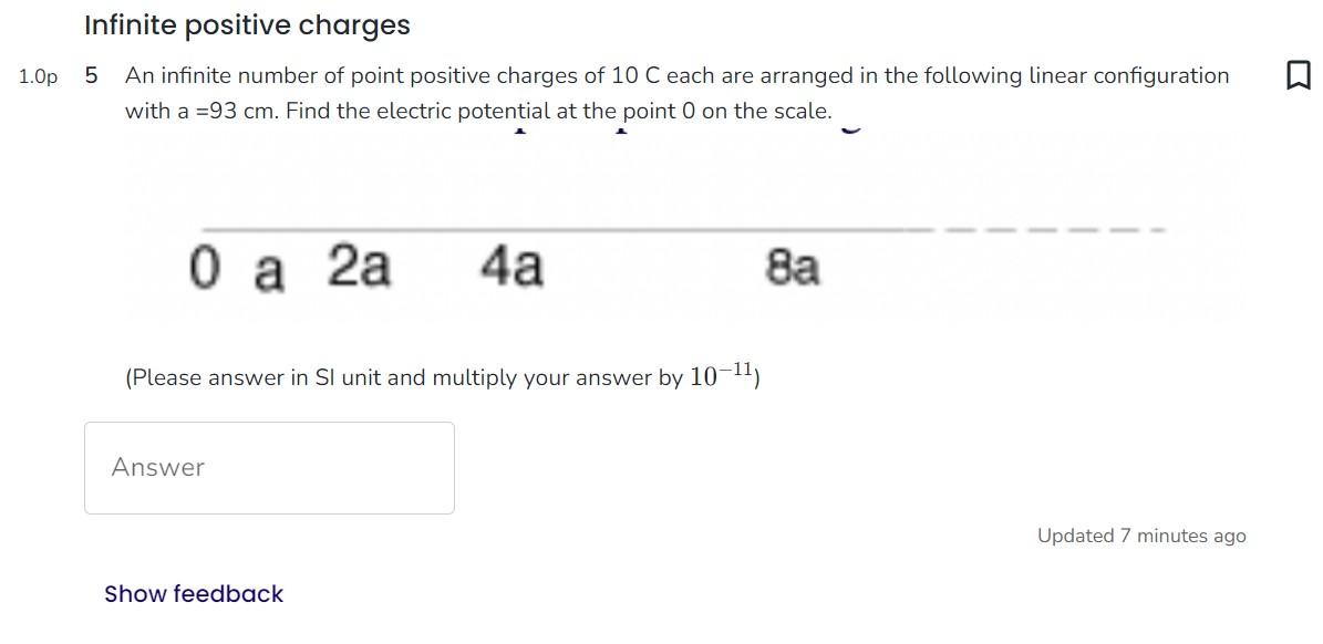 Solved 5 An infinite number of point positive charges of 10C | Chegg.com