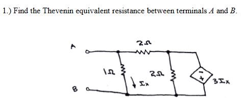 Solved 1.) ﻿Find the Thevenin equivalent resistance between | Chegg.com
