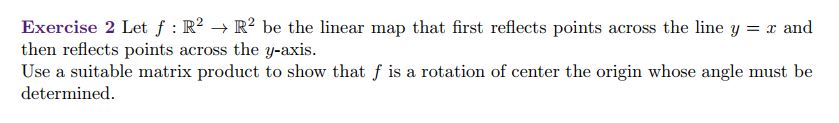 Solved Exercise 2 Let f: R2 + R2 be the linear map that | Chegg.com