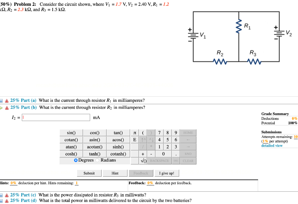 Solved 50% ) Problem 2: Consider the circuit shown, where | Chegg.com