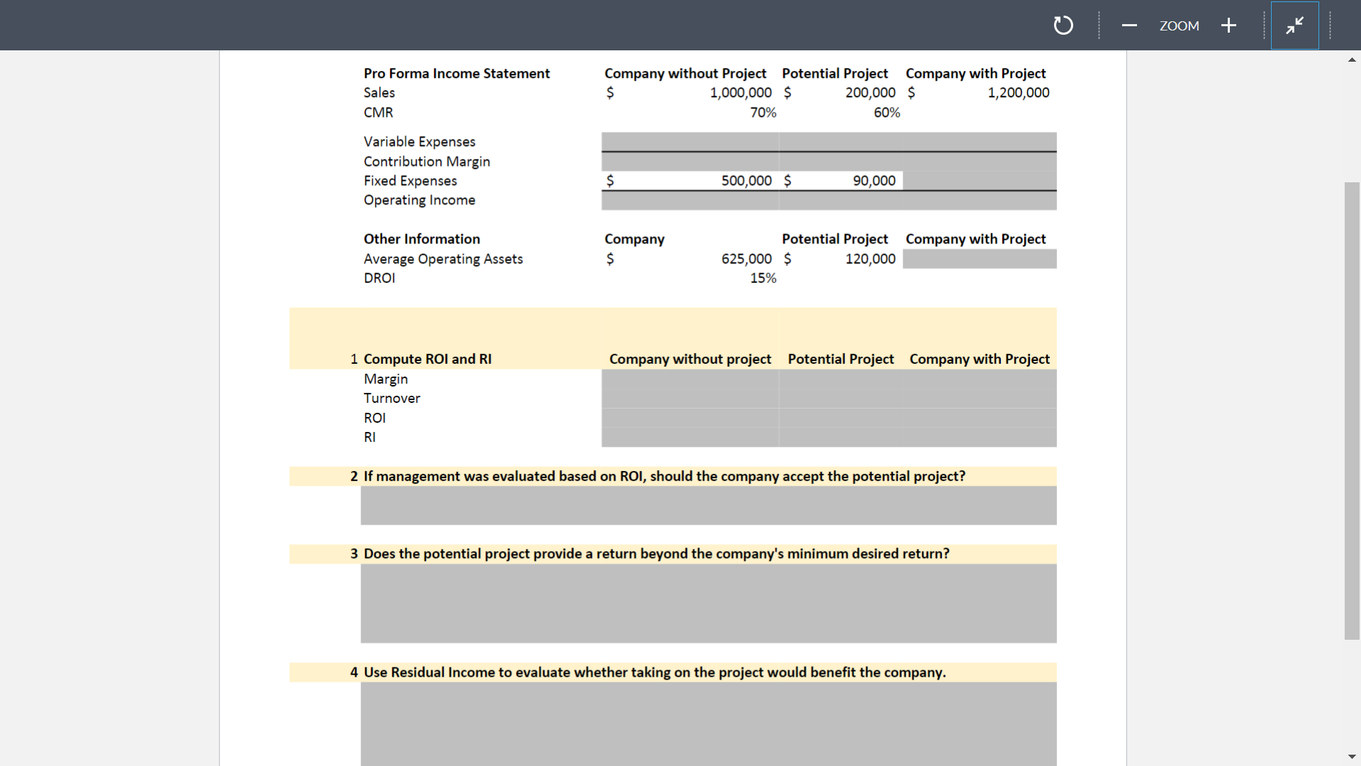 Solved Pro Forma Income Statement Sales CMR Variable | Chegg.com