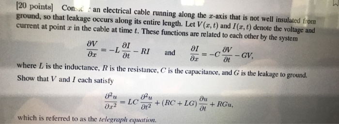 Solved Consider an electrical cable running along the x-axis | Chegg.com
