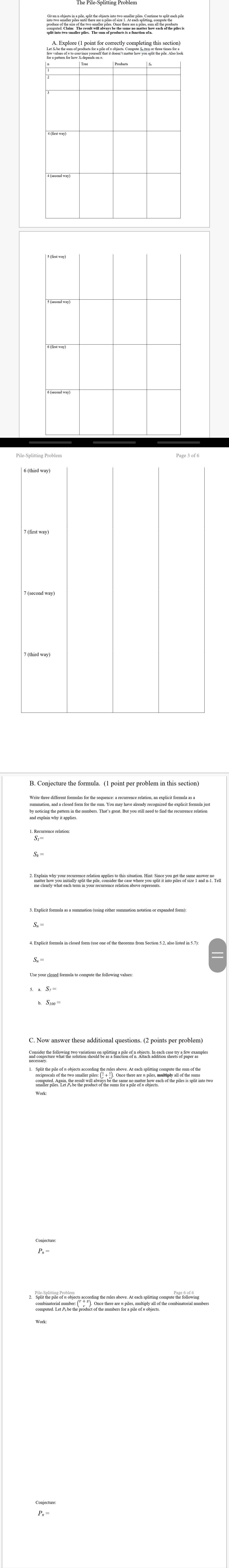Discrete Math Pile Splitting Problem Hello | Chegg.com