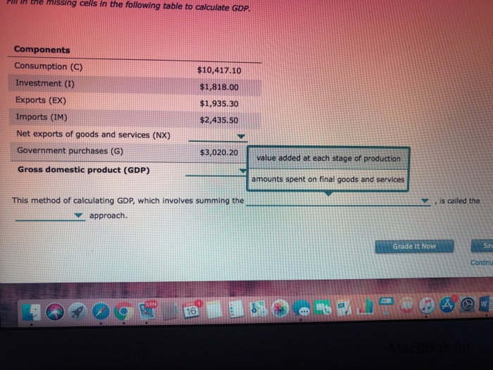 Solved 4 Computing Gdp Using The Expenditure Approach The 