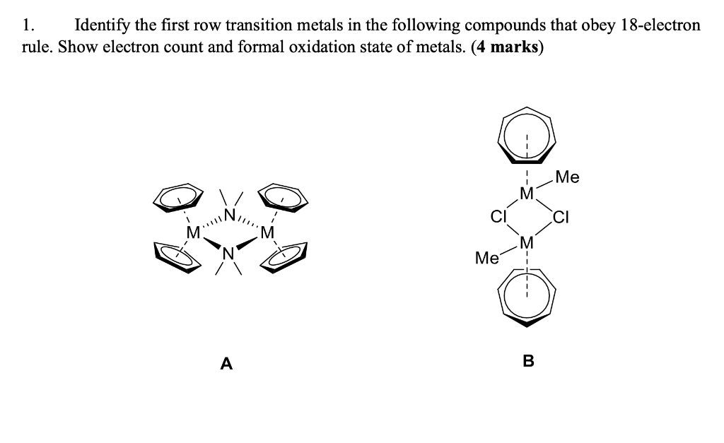 Solved 1. Identify the first row transition metals in the | Chegg.com