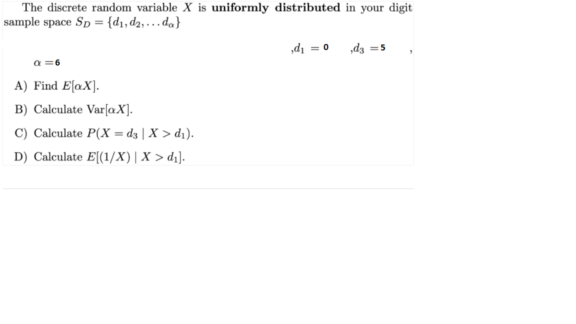 Solved The discrete random variable X is uniformly | Chegg.com